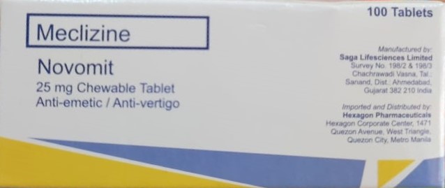 NOVOMIT Meclizine Hydrochloride 25mg Chewable Tablet 100's price in the ...