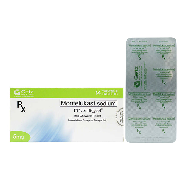MONTIGET Montelukast Sodium 5mg Chewable Tablet 14's price in the ...