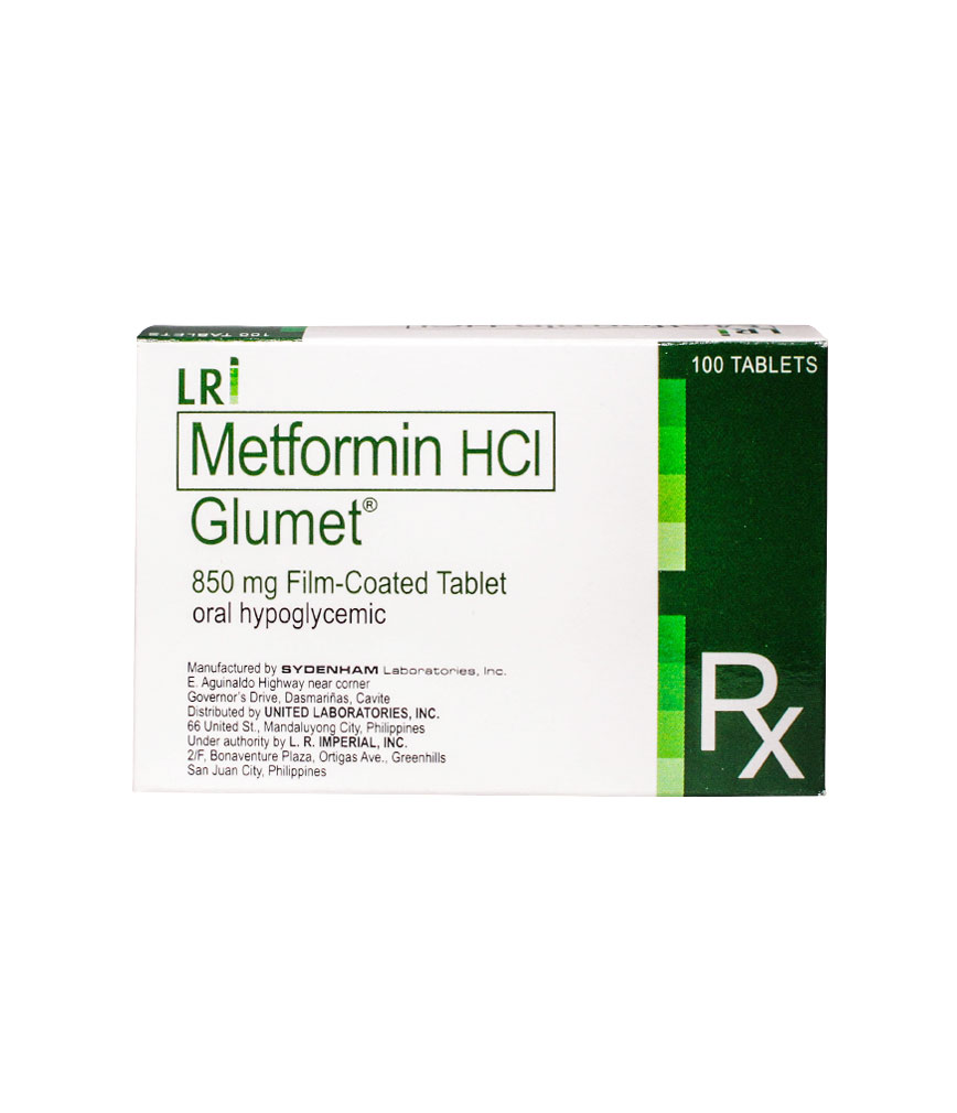 GLUMET Metformin Hydrochloride 850mg Film-Coated Tablet 100's price in ...