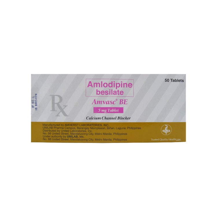 AMVASC BE Amlodipine Besilate 5mg Tablet 50's price in the Philippines ...