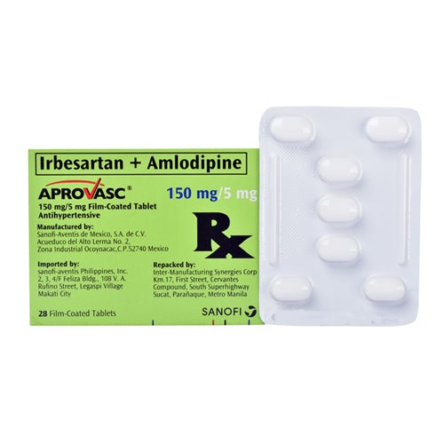 APROVASC Irbesartan / Amlodipine 150mg / 5mg Film-Coated Tablet 28's ...