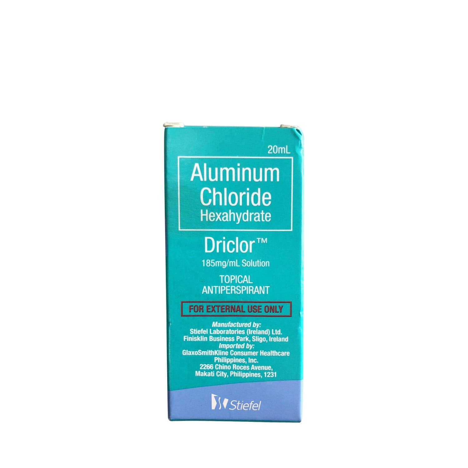 DRICLOR Aluminum Hydrochloride Hexahydrate 185mg / mL Solution 20mL ...
