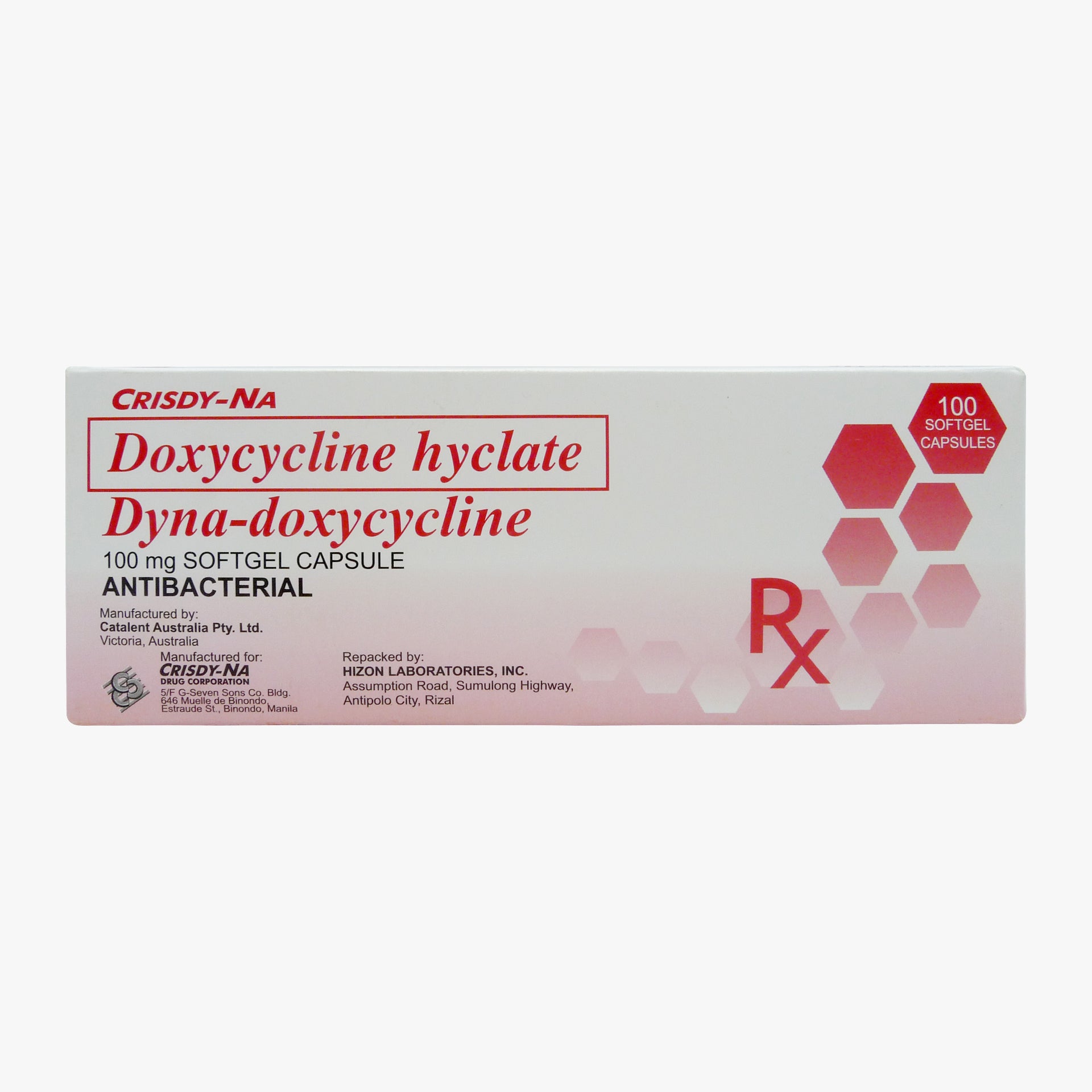 DYNA DOXYCYCLINE Doxycycline Hyclate 100mg Soft Gel Capsule 100's price ...