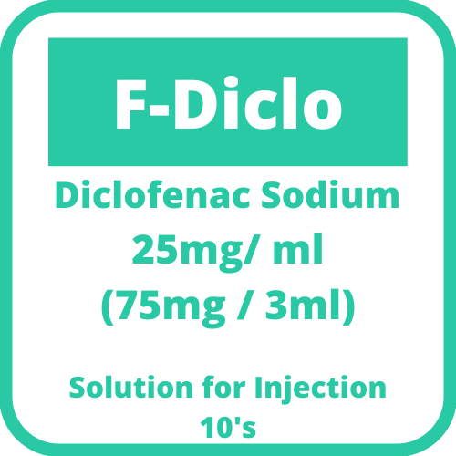 F-DICLO Diclofenac Sodium 25mg / mL (75mg / 3mL) Solution for Injection ...