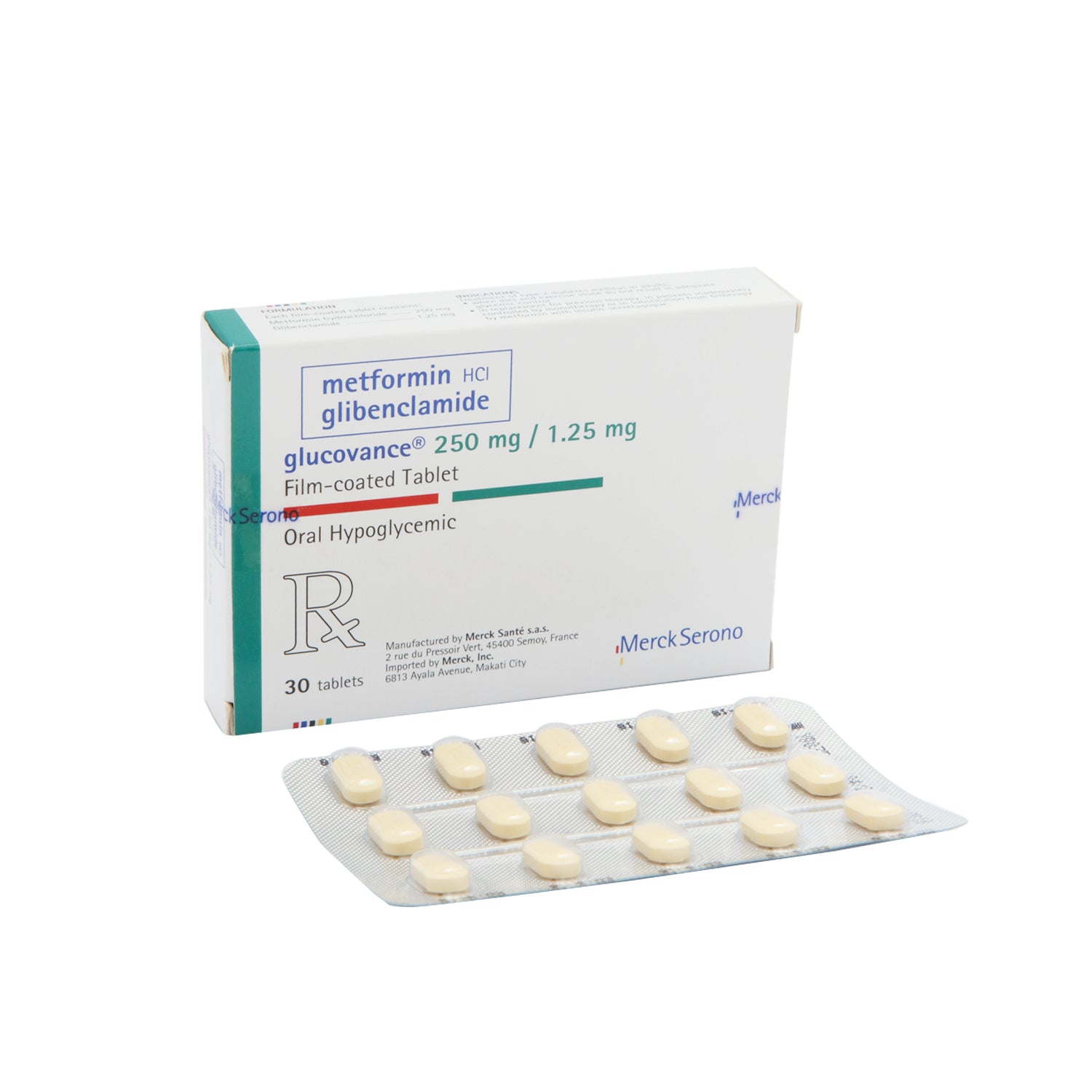 GLUCOVANCE Metformin Hydrochloride / Glibenclamide 250mg / 1.25mg Film ...