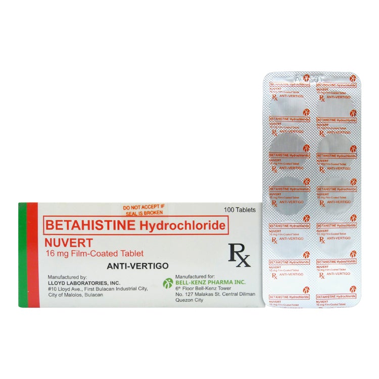 NUVERT Betahistine Hydrochloride 16mg Film-Coated Tablet 100's price in ...