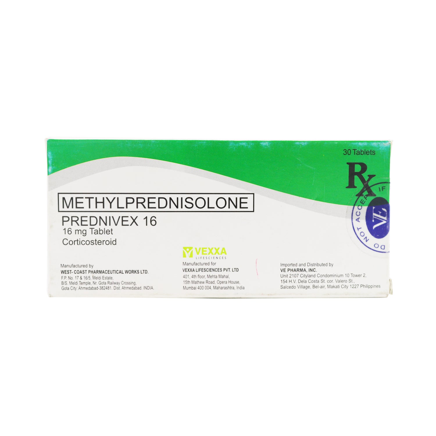 PREDNIVEX 16 Methylprednisolone 16mg Tablet 30's price in the ...