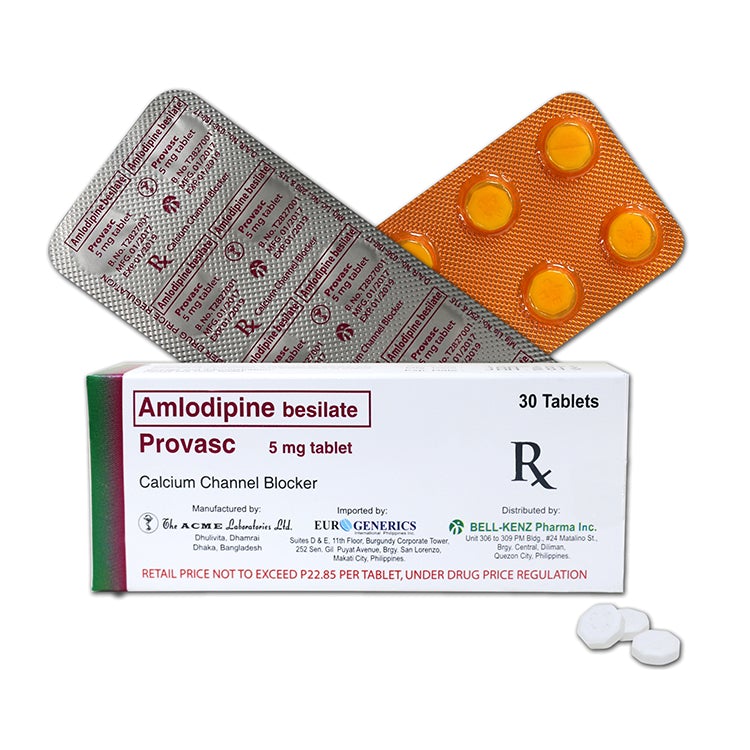 PROVASC Amlodipine Besilate 5mg Tablet 30's price in the Philippines ...