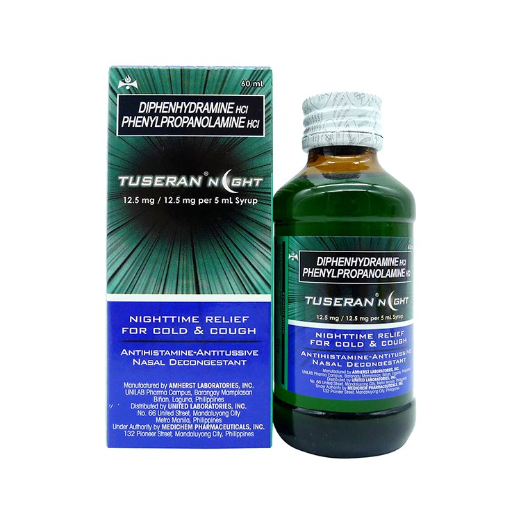 TUSERAN NIGHT Diphenhydramine Hydrochloride / Phenylpropanolamine ...
