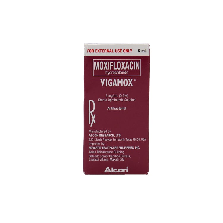 VIGAMOX Moxifloxacin 5mg / mL (0.5% w/v) Ophthalmic Solution 5mL price ...