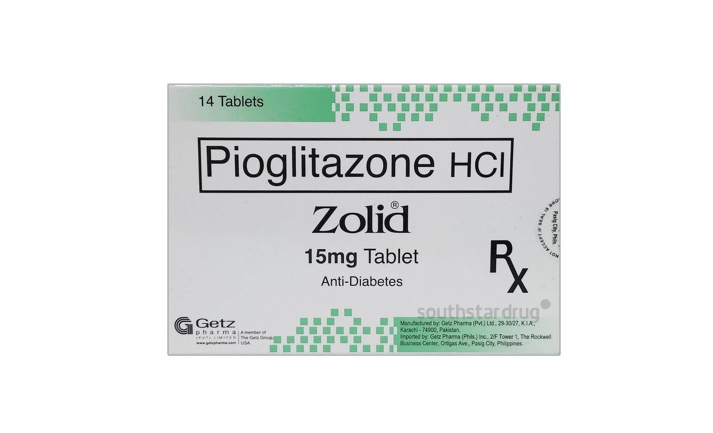 ZOLID Pioglitazone Hydrochloride 15mg Tablet 14's price in the ...