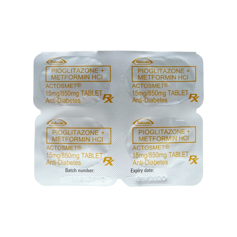Buy Actosmet pioglitazone hydrochloride / metformin hydrochloride 15mg ...