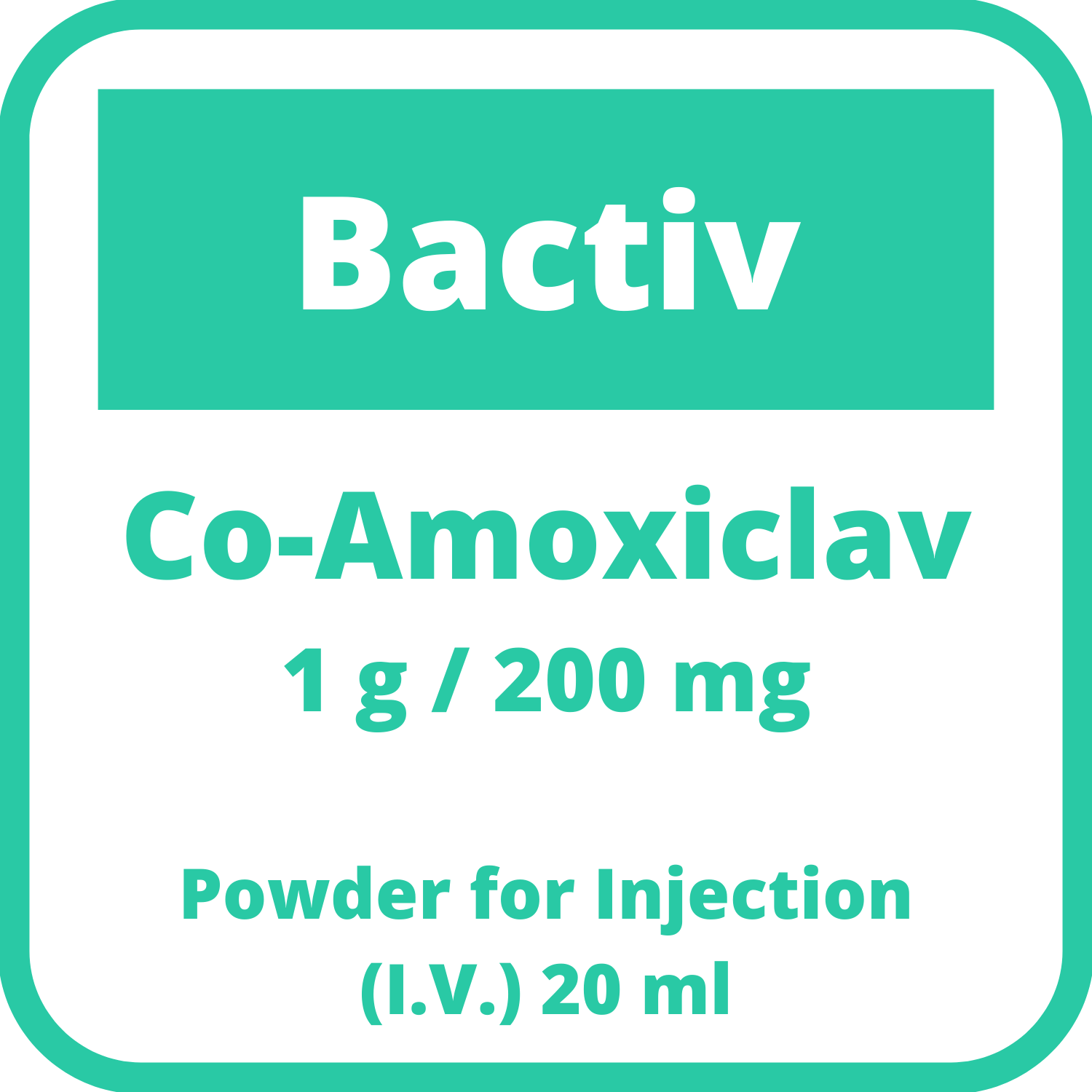 BACTIV Co-Amoxiclav 1g / 200mg Powder for IV Injection 20mL price in ...