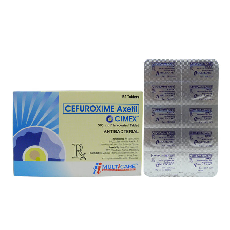 CIMEX Cefuroxime Axetil 500mg Film-Coated Tablet 50's price in the Philippines | MedsGo Pharmacy