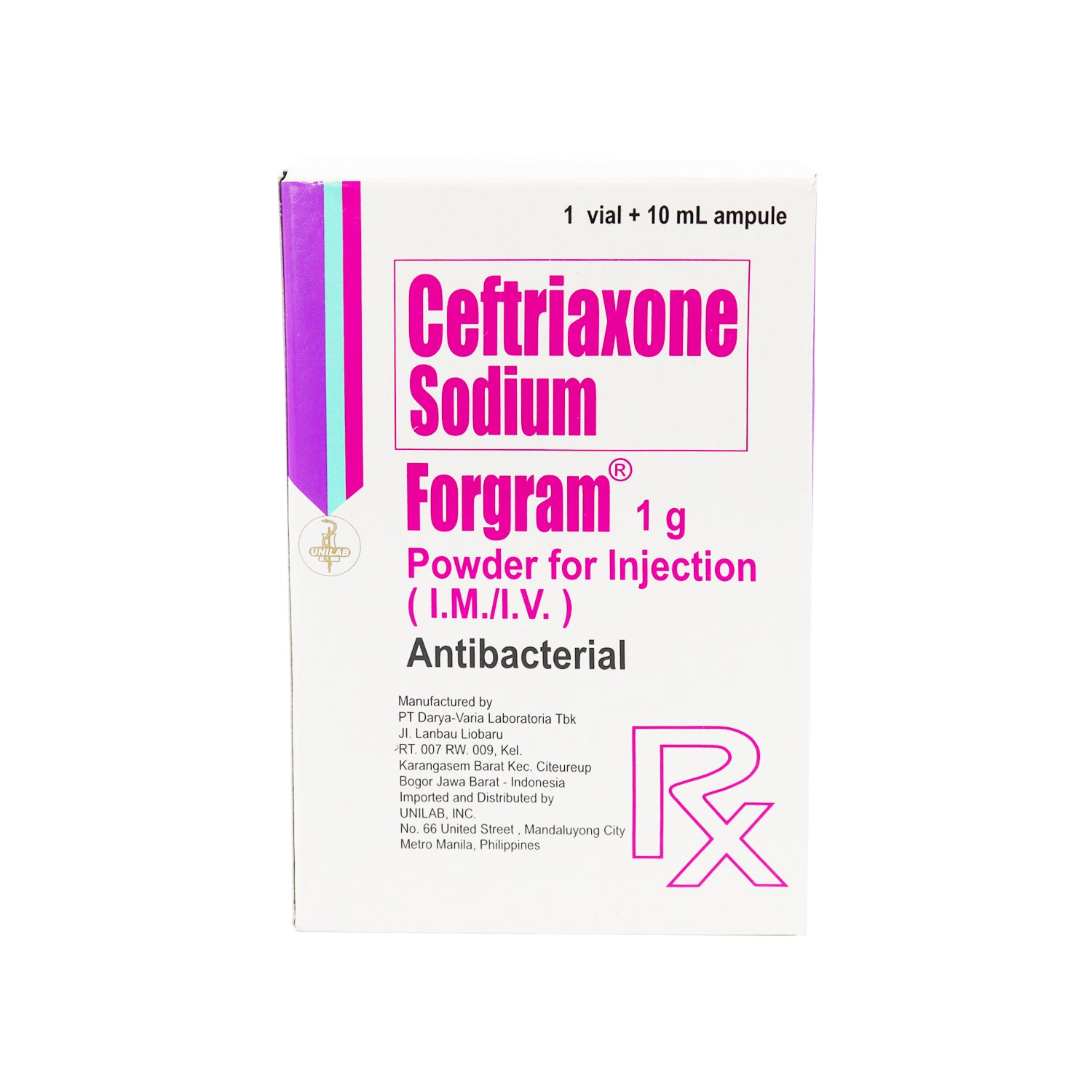 FORGRAM Ceftriaxone Sodium 1g Powder for IM/IV Injection 10mL 1's price ...