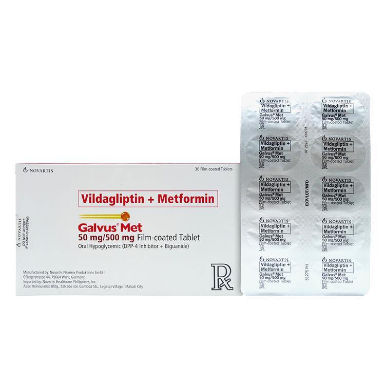 GALVUSMET Vildagliptin / Metformin Hydrochloride 50mg / 500mg Film-Coated Tablet 30's price in ...