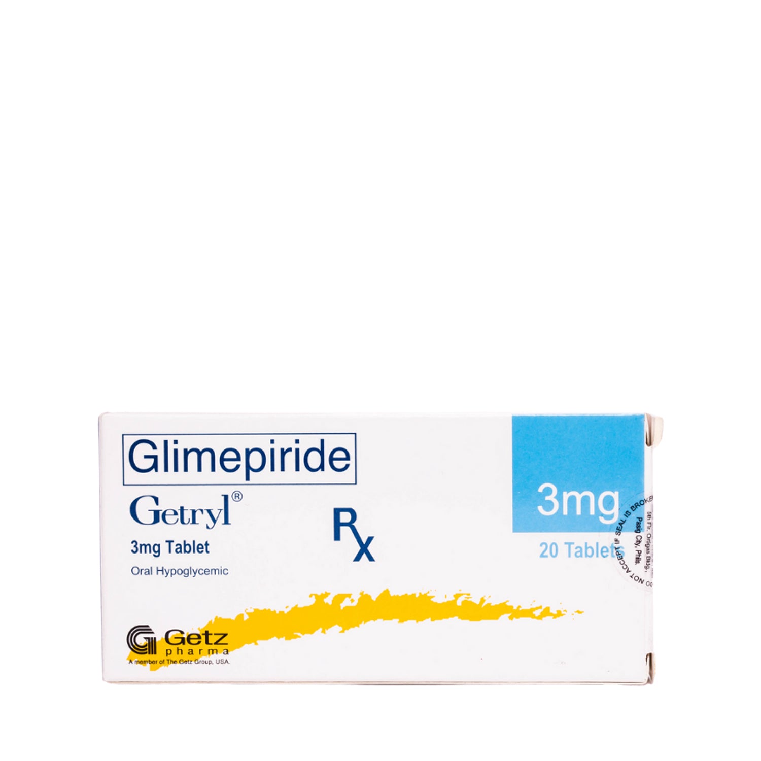 GETRYL Glimepiride 3mg Tablet 20's price in the Philippines | MedsGo ...