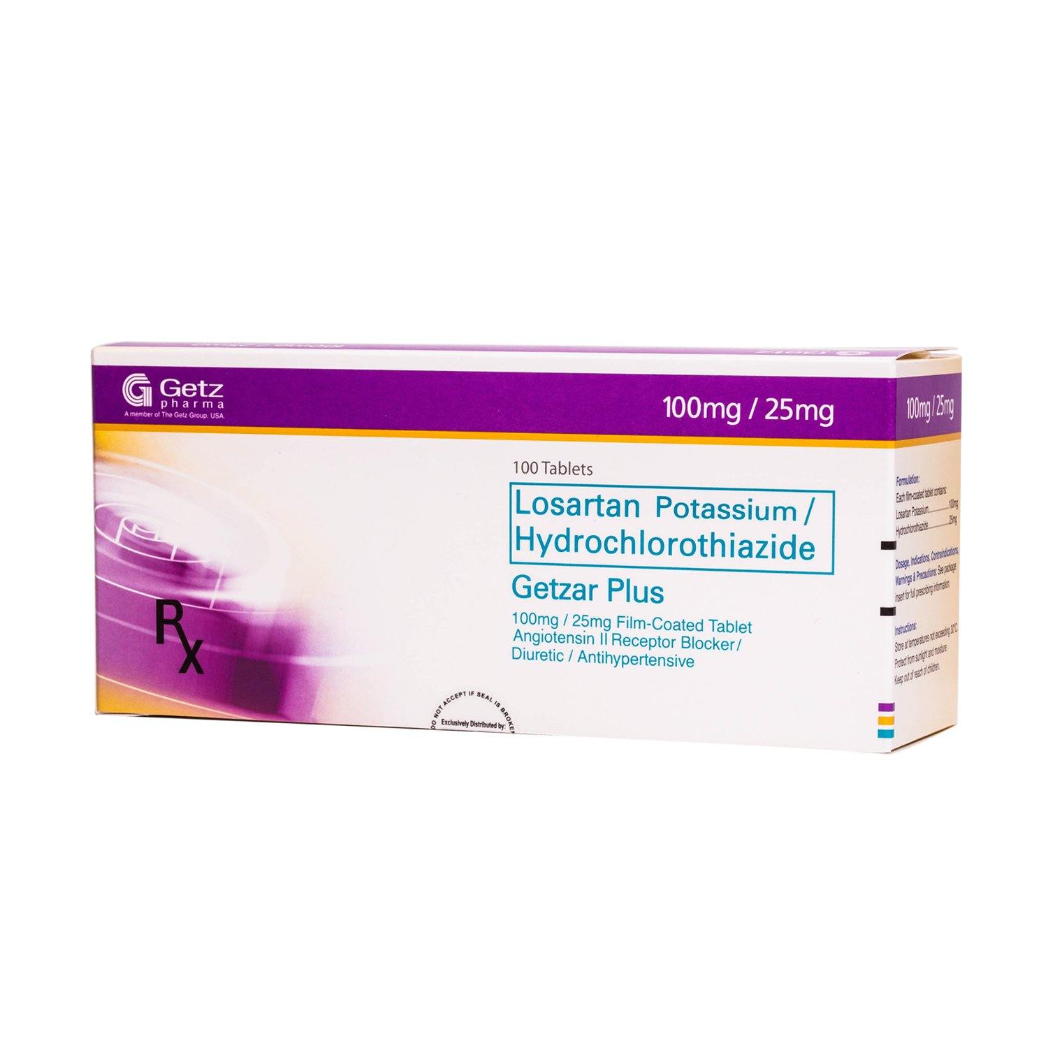GETZAR PLUS Losartan Potassium / Hydrochlorothiazide 100mg / 25mg Film ...