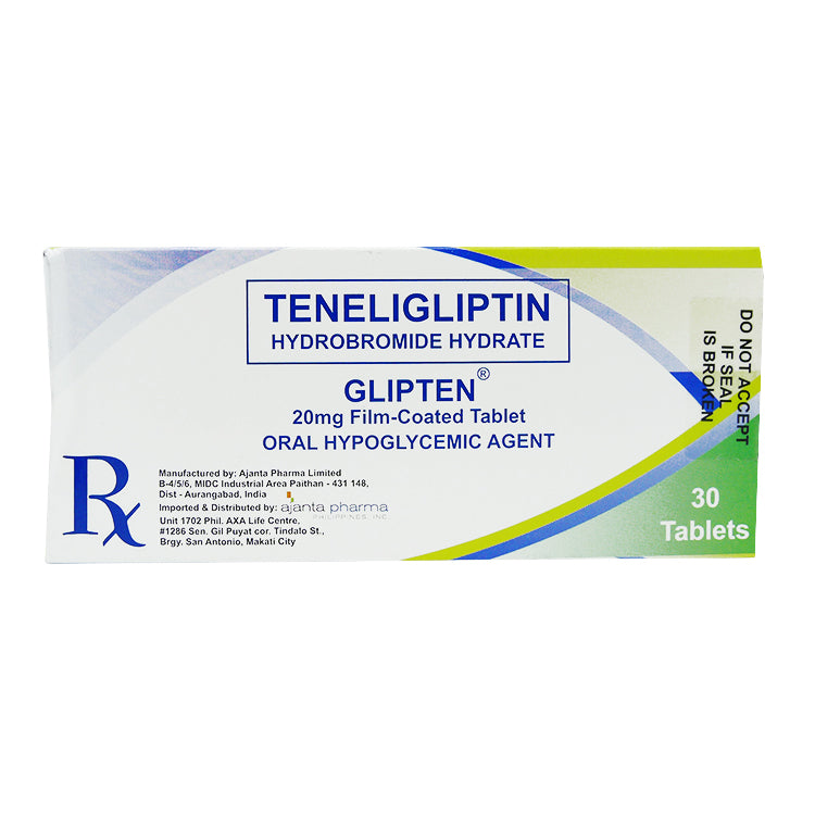 GLIPTEN Teneligliptin Hydrobromide Hydrate 20mg Film-Coated Tablet 30's price in the Philippines ...