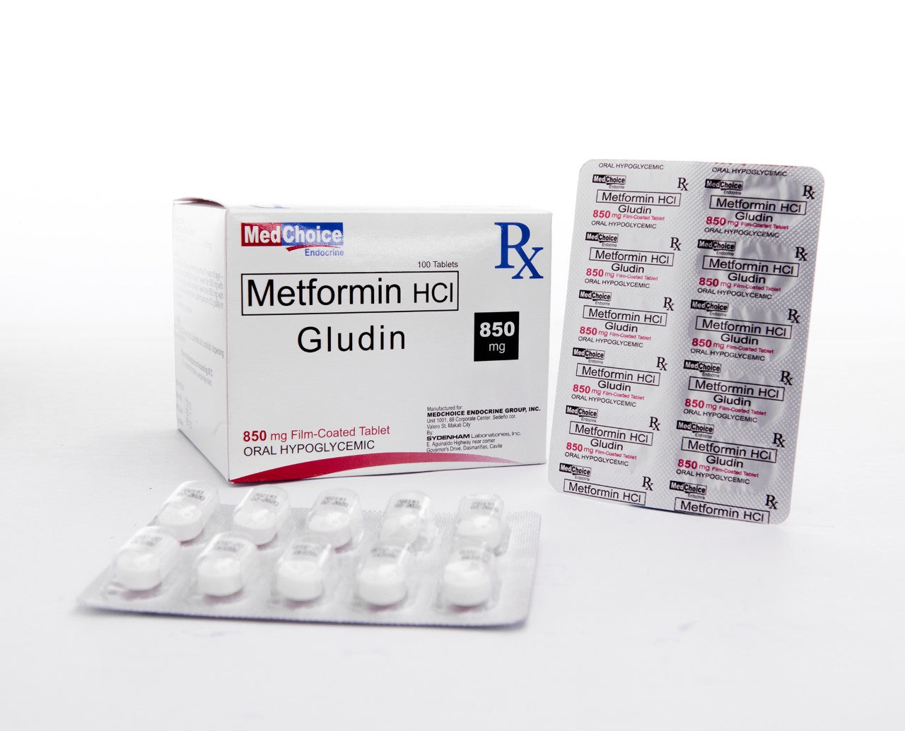 GLUDIN Metformin Hydrochloride 850 mg Film-Coated Tablet 100's price in ...