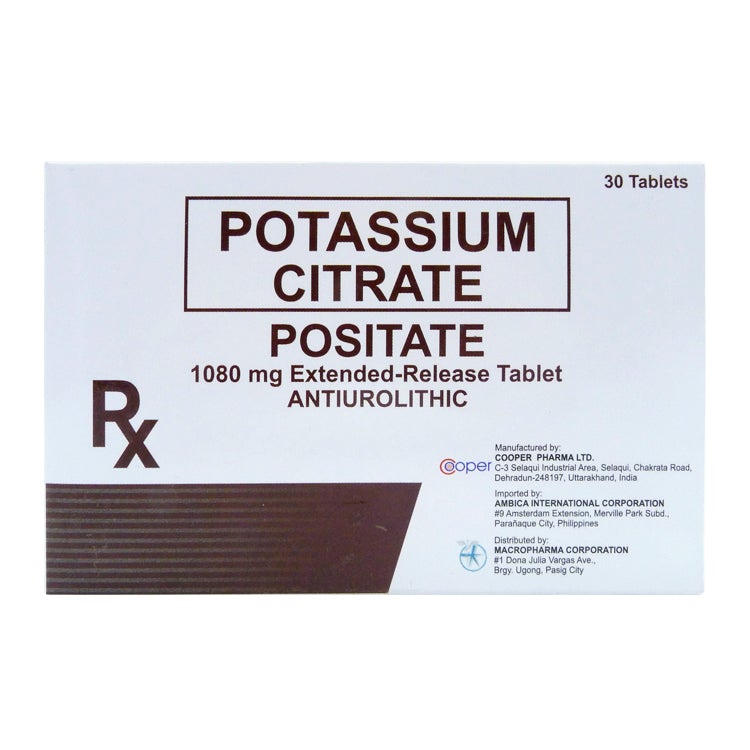 POSITATE Potassium Citrate 1080mg Extended-Release Tablet 30's price in ...