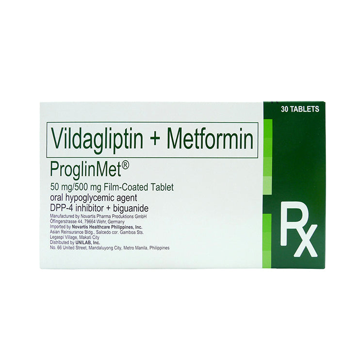 PROGLINMET Vildagliptin / Metformin Hydrochloride 50mg / 500mg Film ...