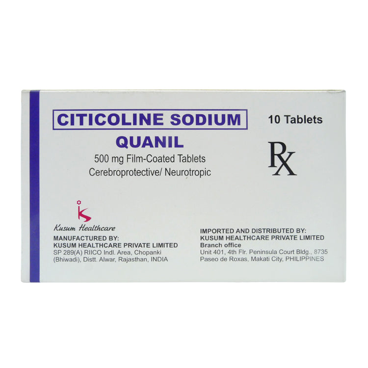 QUANIL Citicoline Sodium 500mg Film-Coated Tablet 10's price in the ...