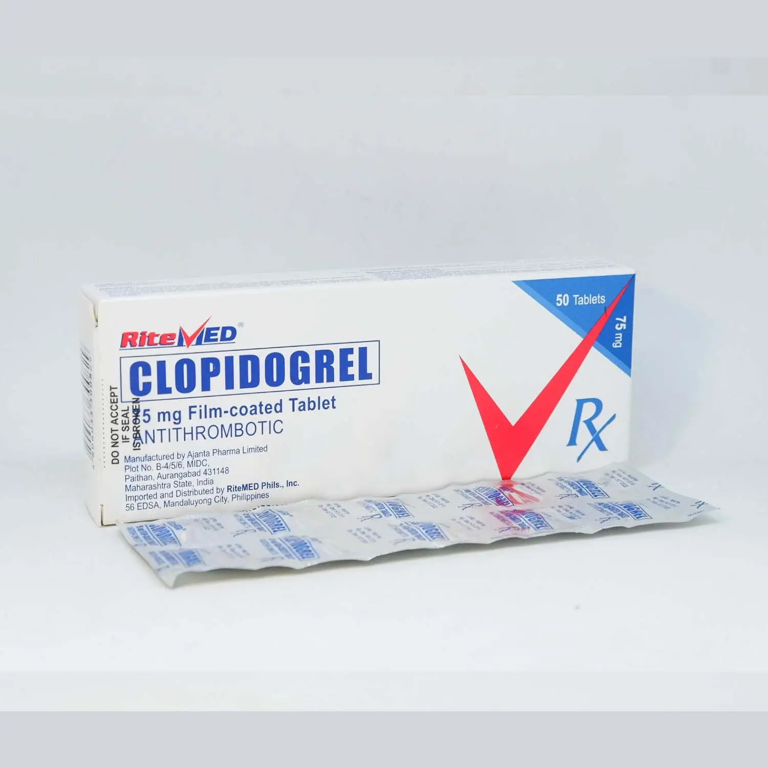 RITEMED Clopidogrel 75mg Film-Coated Tablet 50's price in the ...