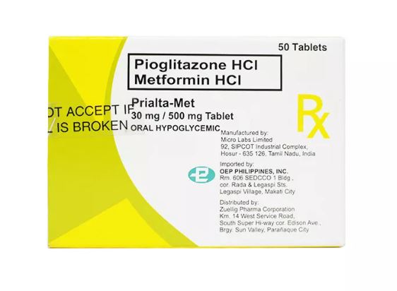 PRIALTA-MET Pioglitazone Hydrochloride / Metformin Hydrochloride 30mg ...