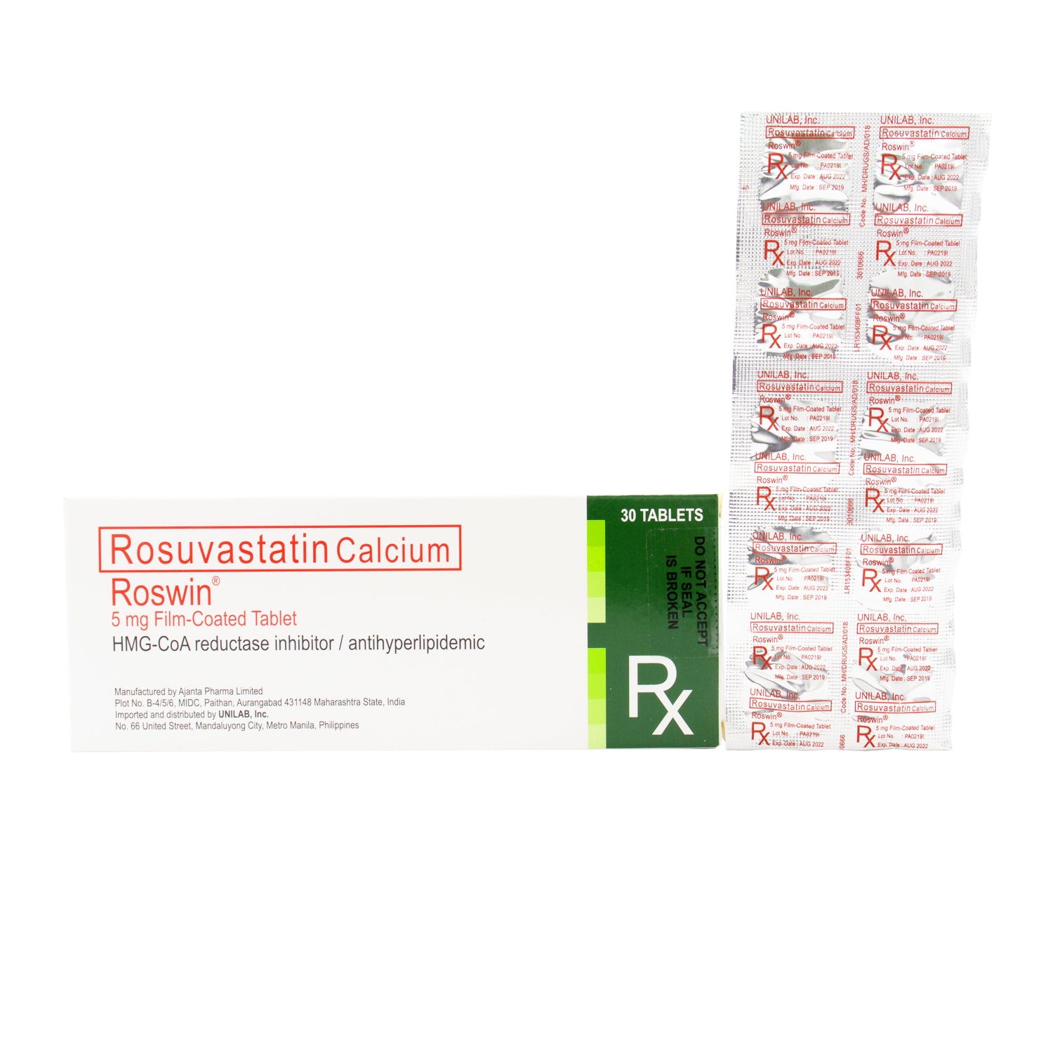ROSWIN Rosuvastatin Calcium 5mg Film-Coated Tablet 30's price in the ...