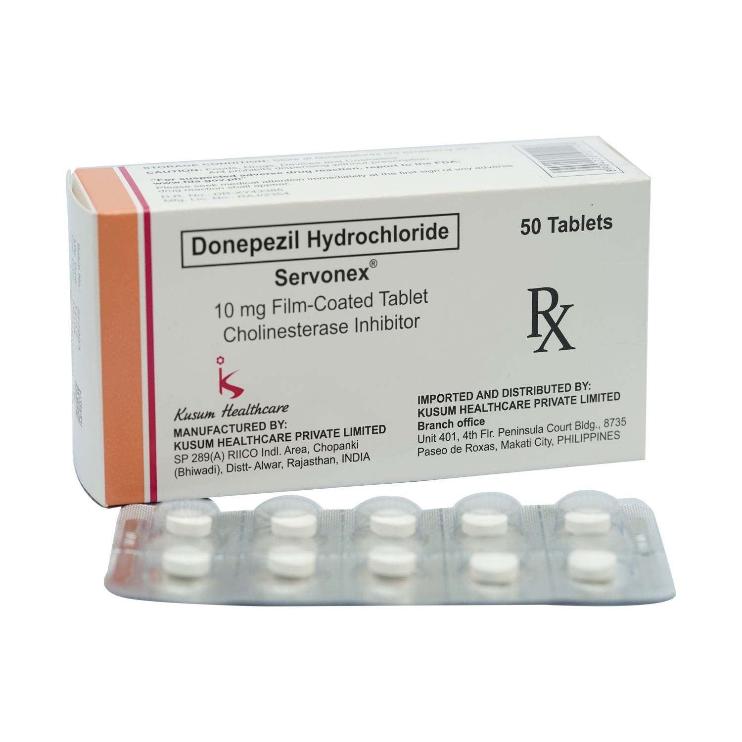 SERVONEX Donepezil Hydrochloride 10mg Film-Coated Tablet 50's price in ...