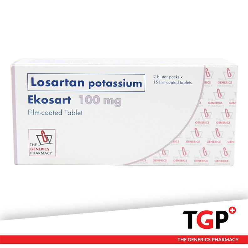 EKOSART Losartan Potassium 100mg Film-Coated Tablet 30's price in the ...