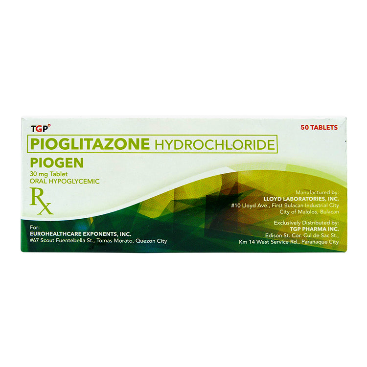 PIOGEN Pioglitazone Hydrochloride 30mg Tablet 50's price in the ...