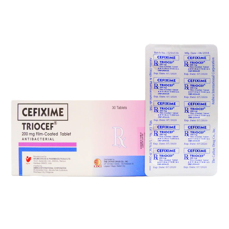 TRIOCEF Cefixime 200mg Film-Coated Tablet 30's price in the Philippines ...