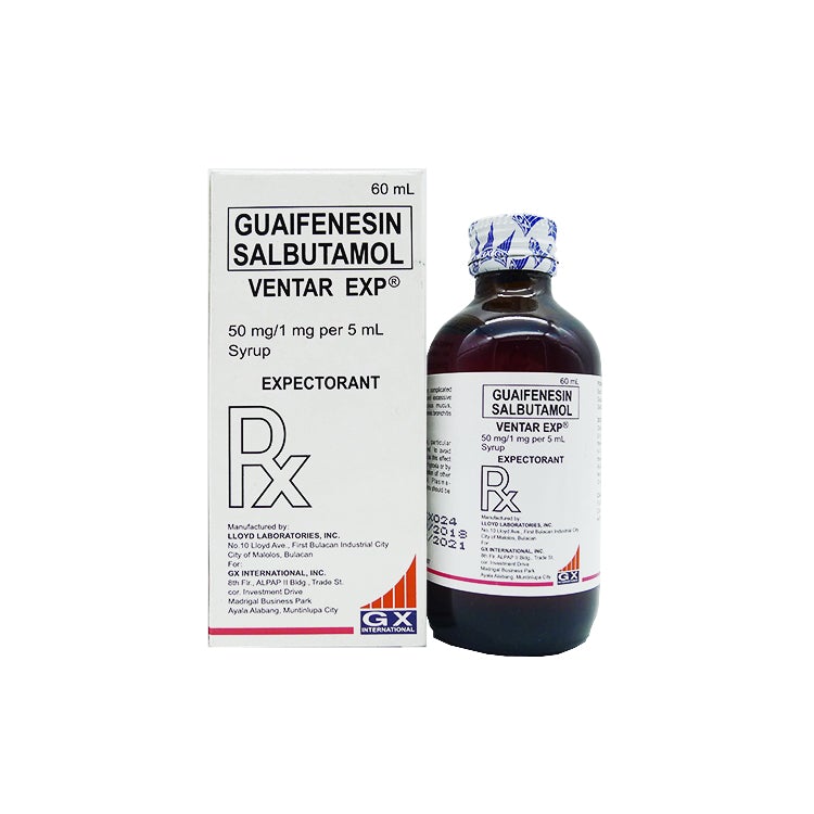 Buy Ventar exp guaifenesin / salbutamol 50mg / 1mg per 5ml syrup 60ml ...