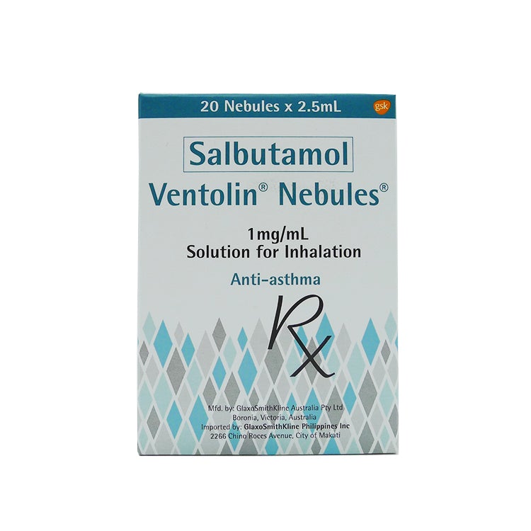 VENTOLIN NEBULES Salbutamol 1mg / mL Solution for Inhalation 2.5mL 20's ...