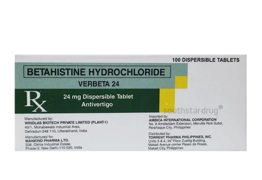 VERBETA 24 Betahistine Hydrochloride 24mg Dispersible Tablet 100's ...