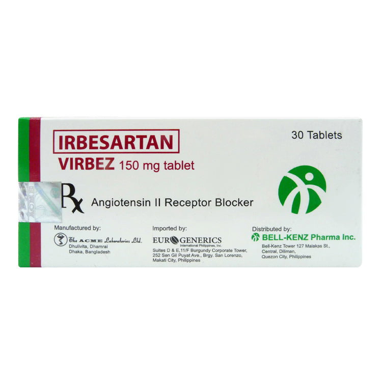 VIRBEZ Irbesartan 150mg Tablet 30's price in the Philippines | MedsGo ...