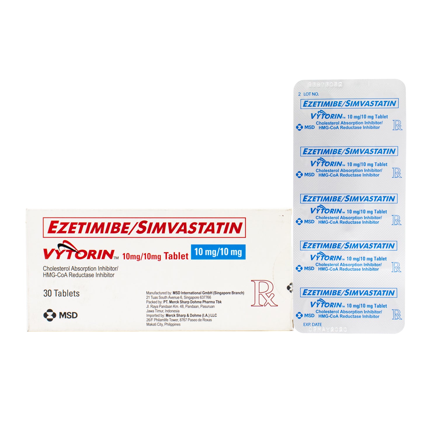 VYTORIN Ezetimibe / Simvastatin 10mg / 10mg Tablet 30's price in the ...