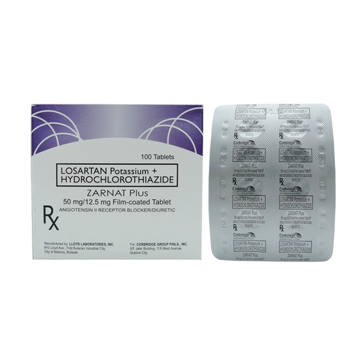 ZARNAT PLUS Losartan Potassium / Hydrochlorothiazide 50mg / 12.5mg Film ...