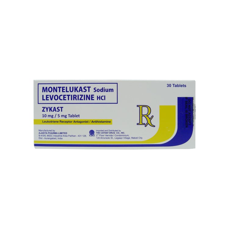 ZYKAST Montelukast / Levocetirizine Hydrochloride 10mg / 5mg Tablet 30 ...