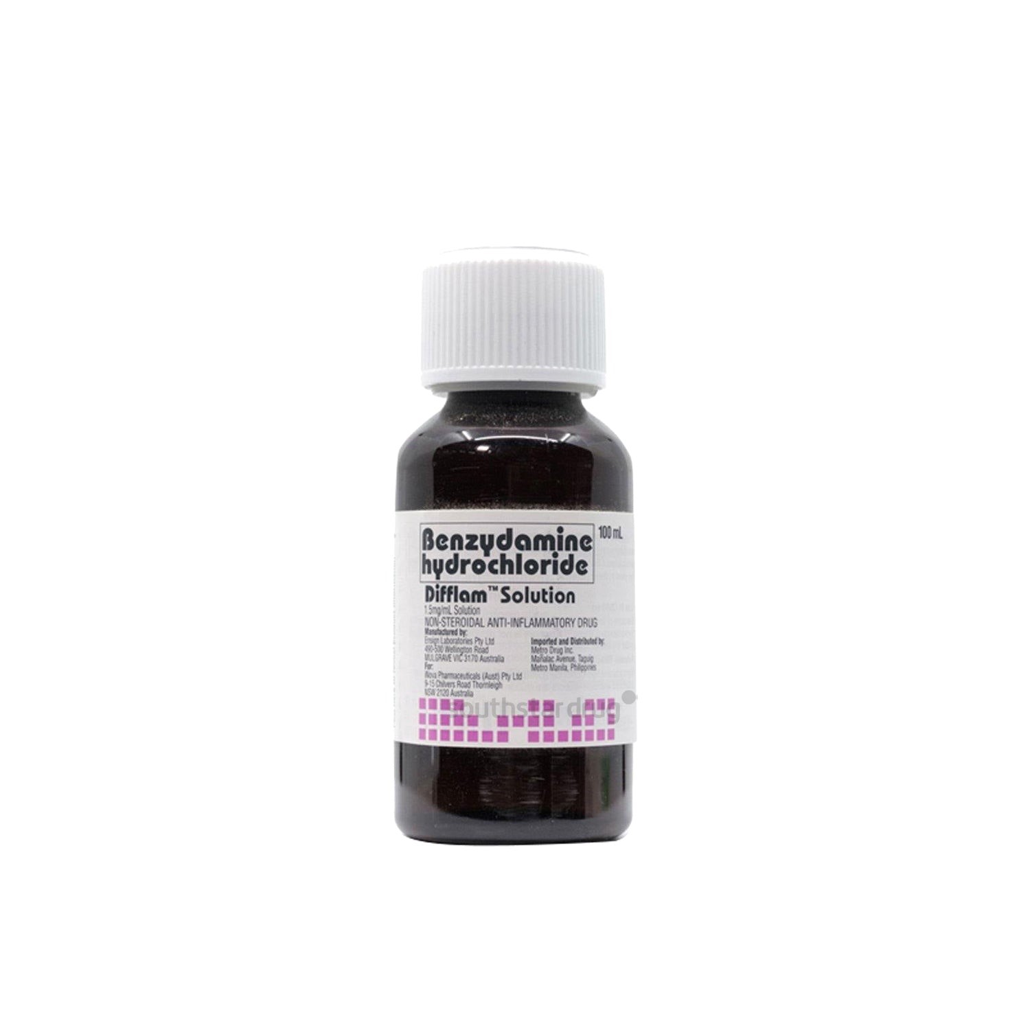 DIFFLAM Benzydamine Hydrochloride 1.5mg / mL 100mL Solution price in ...