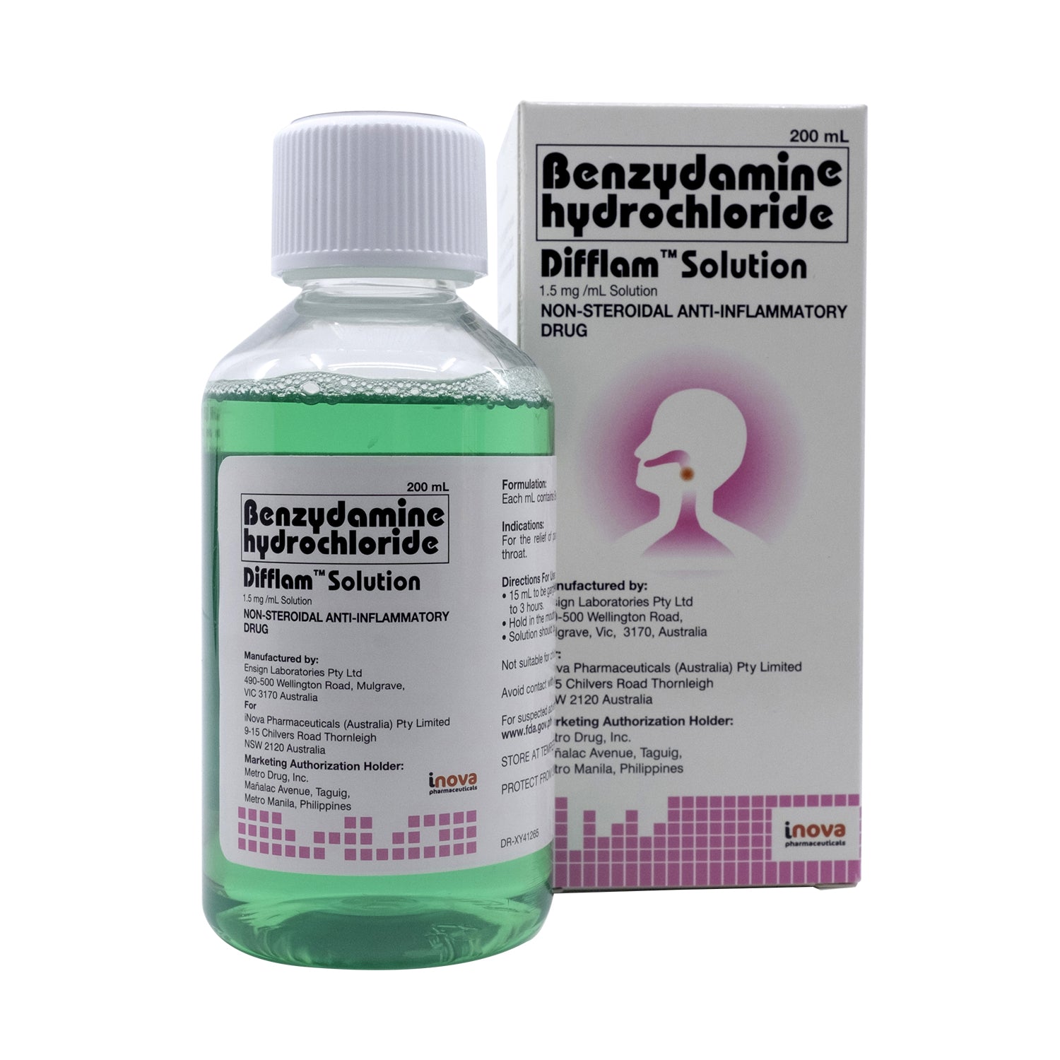 Buy Difflam solution benzydamine hcl 1.5 mg/ml solution 200ml online ...