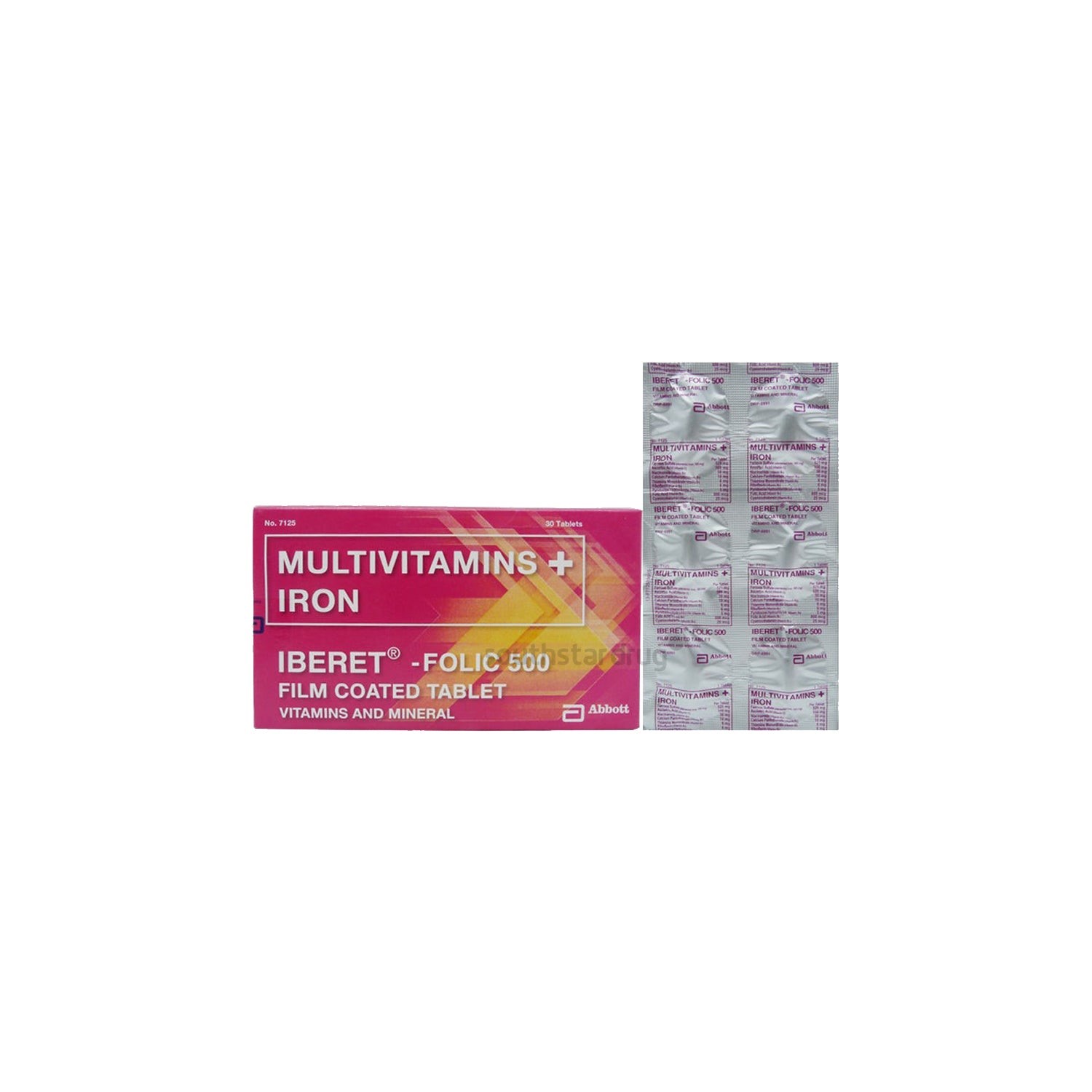 Buy Iberet-folic 500 multivitamins / iron film-coated tablet 30's ...