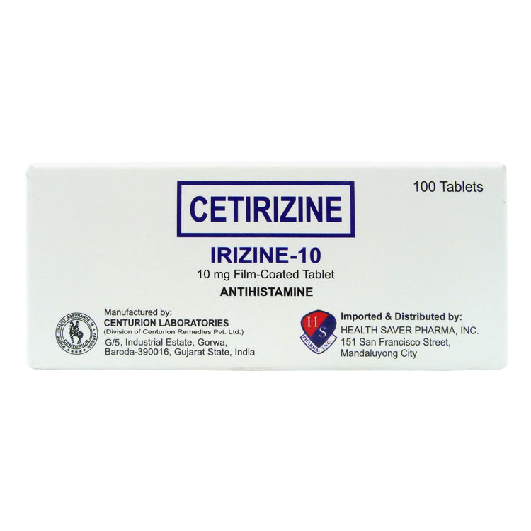 IRIZINE-10 Cetirizine Hydrochloride 10mg Film-Coated Tablet 100's price ...