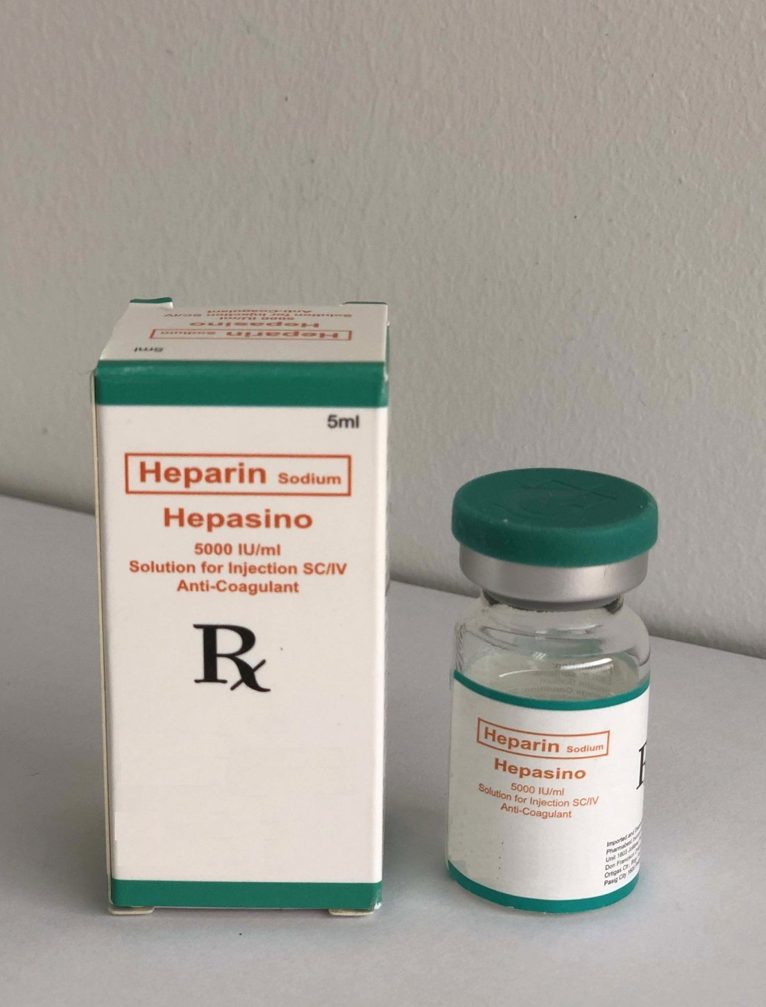 HEPASINO Heparin Sodium 5000IU / mL (25000IU / 5mL) Solution for IV/SC ...