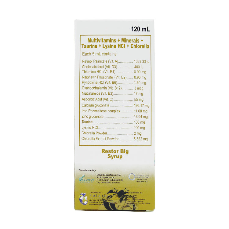RESTOR BIG Multivitamins / Minerals Syrup 120mL price in the ...