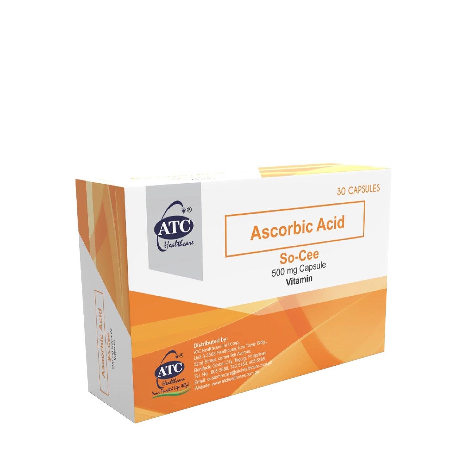 SO-CEE Ascorbic Acid 500mg Capsule 30's price in the Philippines ...