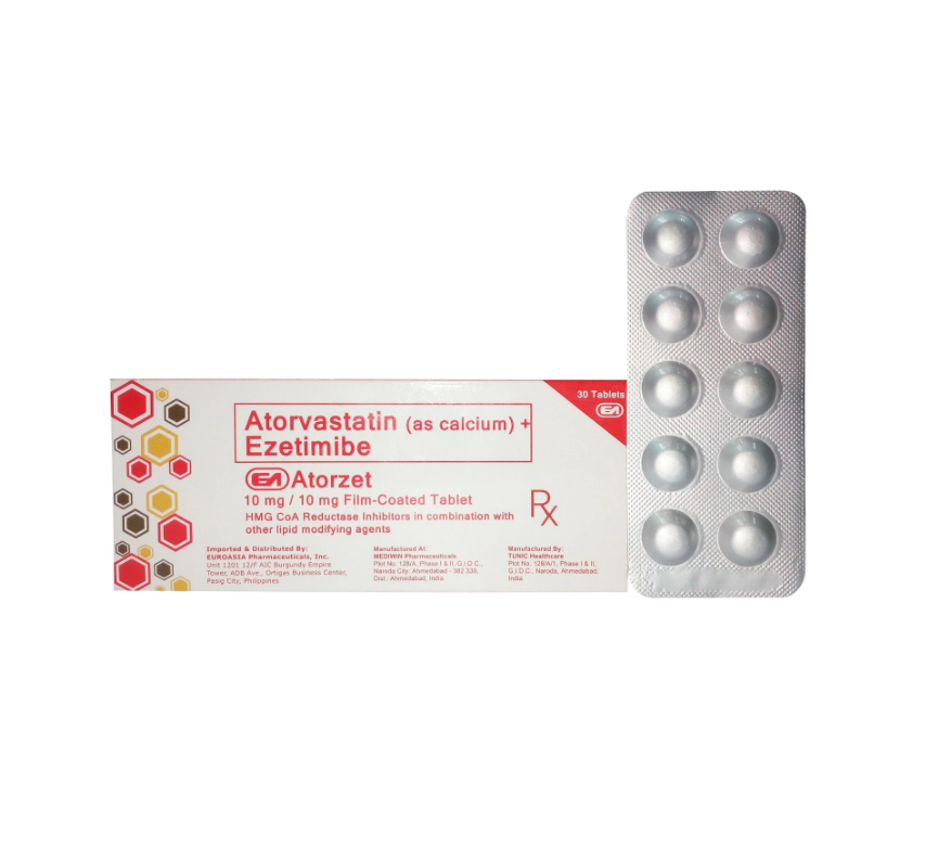 ATORZET Atorvastatin / Ezetimibe 10mg / 10mg Film-Coated Tablet 30's ...