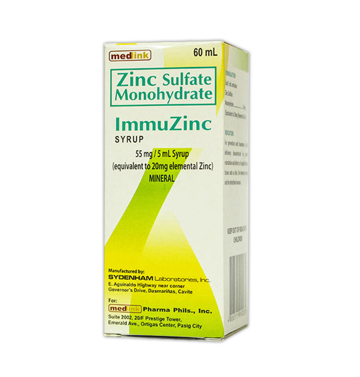 Buy Immuzinc zinc sulfate monohydrate 55mg / 5 ml syrup 60ml online with MedsGo. Price - from